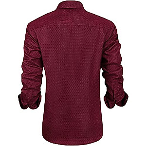 J.VER Men's Casual Long Sleeve Dress Shirt Print Business Button Down Shirts Burgundy 3X-Large