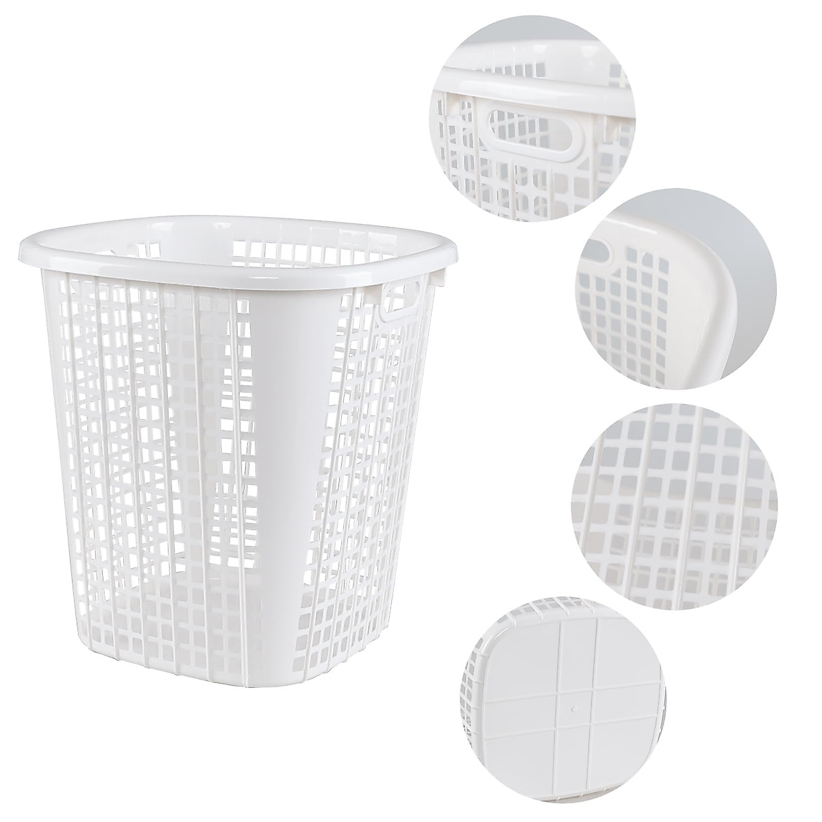 CadineUS 6 Pack Plastic Dirty Clothes Hamper, Laundry Basket with Handles, White