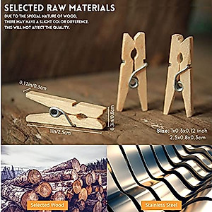 Sturdy Mini Clothes Pins for Photo, 150 Pcs 1 Inch Natural Wooden Clothespins with 33 FT Jute Twine, Small Clips for Crafts Display, Baby Shower Game, Hanging Decorative Pictures, Cocktail, Weddings