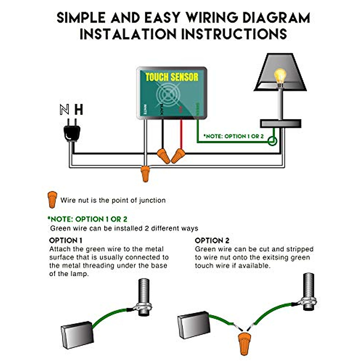 3 Way Touch Sensor dimmer, Touch lamp Repair kit Control Module, Replacement Sensor, Touch Switch, 150Watt.