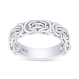 AFFY 14k White Gold Over Sterling Silver Byzantine Ring Jewelry For Engagement Wedding Anniversary Ring Size-8