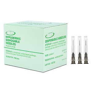 Sterile Disposable Injection Needle with Cap for Animal, Pet, Poultry and Industrial Dispensing Needle Accessories (22G X 1)