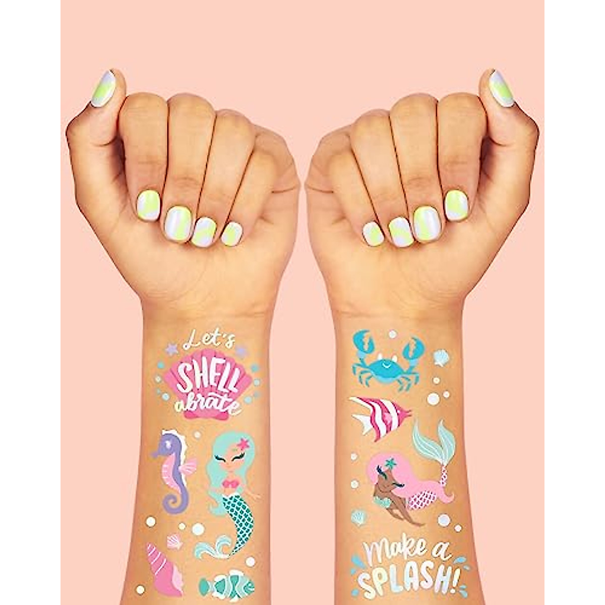 xo, Fetti Under The Sea Mermaid Temporary Tattoos - 56 Glitter styles | Birthday Party Supplies, Sea Creatures Favors, Ocean Animal, Underwater Arts and Crafts