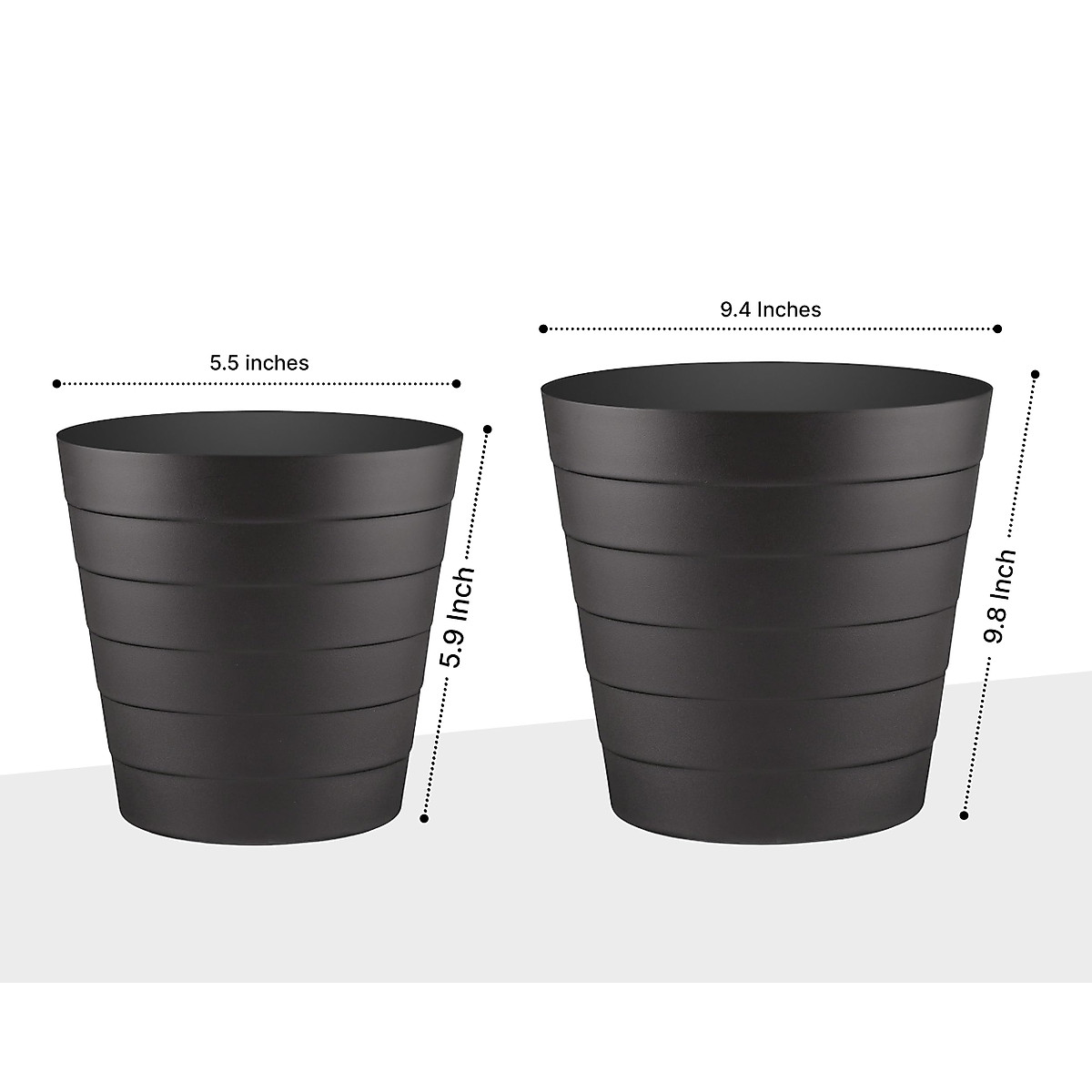 Luxuriaz Small Trash Can (1.3 Gallons), Dorm Trash Can, Heavy Duty Dust Bin, Mini Garbage Can for Bedroom, Plastic Wastebasket, Bathroom Wastebasket (Black) Round Paper Trashcan, Office Trash Can