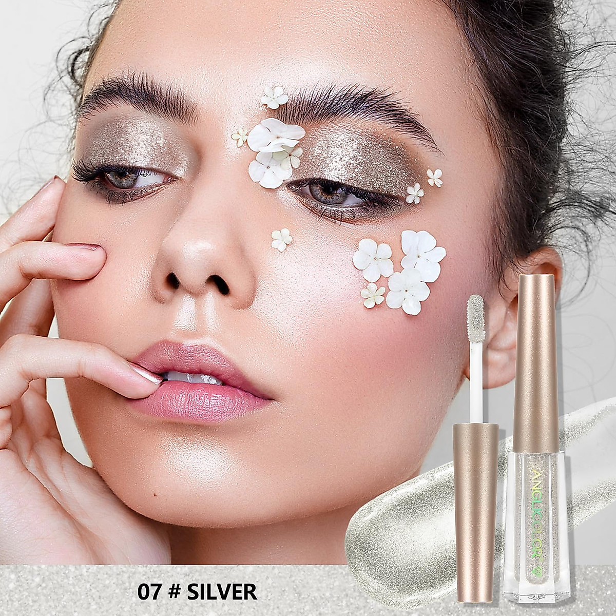 Anglicolor Diamond Glitter Liquid Eyeshadow, Glitter Eyeshadow, Lightweight Smooth, Shimmer Eyeshadow, Metals Gloss Sparkling Eyeliner Pen, Cosmetics Gift for Girls and Women (Pink #06)