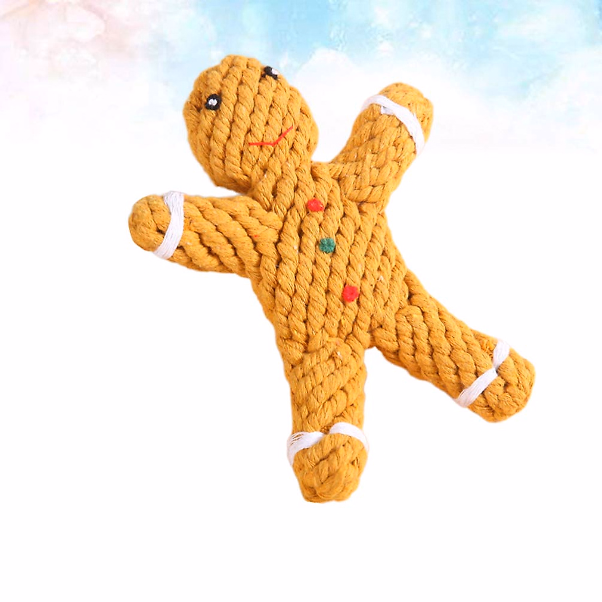 ABOOFAN Pet Dog Christmas Chew Playing Toy Christmas Gingerbread Man Cotton Rope Dog Teething Toy Pet Interactive Toys Dog Bite Toy Dog Chewing Toys for Small Medium Dog Pet Supplies