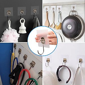 Antimbee 10-Pack Large Adhesive Hooks, Wreath Hangers, Heavy Duty Adhesive Hooks 37 lb(Max), Sticky Wall Hooks fit Home, Bathroom, Kitchen, Office and Outdoor (Transparent Gray)