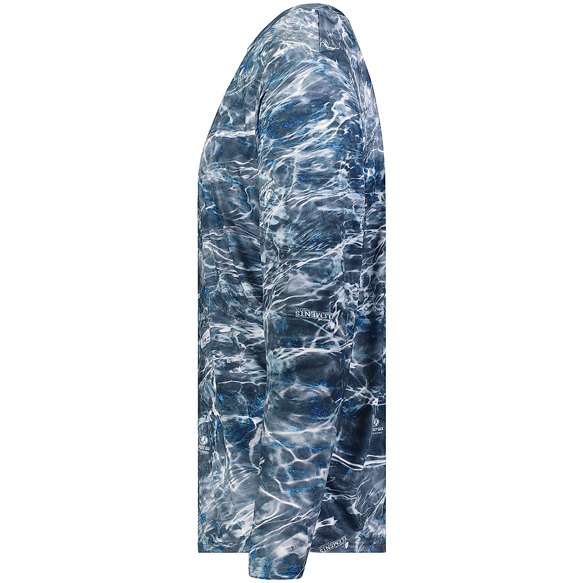 Holloway Men's Mossy Oak Momentum Long Sleeve Tee, Mo Elements Aqua Blackfin, X-Large