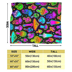 SHUIHAN Mushroom Blanket for Kids Adults Lightweight Flannel Throw Blanket for Sofa Couch Living Room Bed Gift Ultra Soft Summer Blanket, Air Conditioner Blanket (60''x80'')