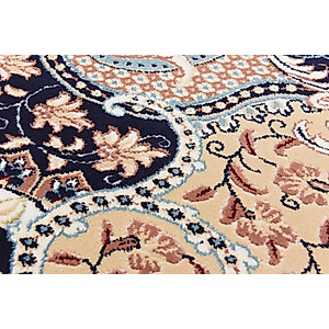 Unique Loom Narenj Collection Classic Traditional Medallion Textured Design Area Rug, 8 x 10 ft, Navy Blue/Blue