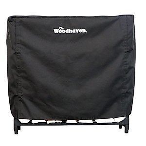 Woodhaven 3 Foot Waterproof Full Cover - Covers 1/8 Cord Outdoor Firewood Rack - Reinforced Vinyl With Velcro Straps - Keeps Logs Dry (Black)