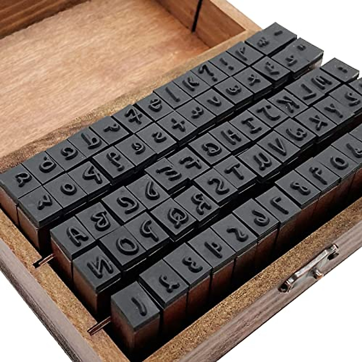 Alphabet Stamps 70 PCS Vintage Wooden Rubber Letter Number Alphabet Combination Letter Stamp Diary Ablum Wedding Letter Wood Rubber Stamp Set with Vintage Wooden Box Gift (Cursive Writing)