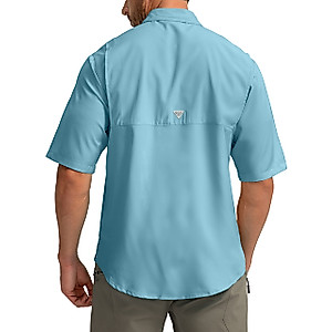 Men's Fishing Shirts with Zipper Pockets UPF 50+ Lightweight Cool Short Sleeve Button Down Shirts for Men Casual Hiking(Capri, 3X-Large-New)