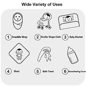 Exemaba Unisex Baby Swaddle Blanket with Hat Set Newborn Swaddle Receiving Blankets Sleep Sack for 0-3 Months Boys Girls(Black)