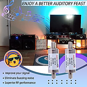 GROWORD 2-Pack Ground Loop Isolator, Hum/Buzz/Noise Eliminator for Home Theatre, Speaker or Subwoofer Connected to Cable, Isolation Transformer for Cable TV Applications & Antenna(5-1218MHZ)