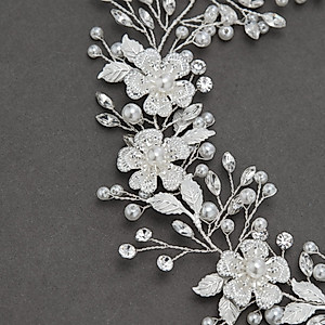 SWEETV Silver Bridal Headpiece for Wedding Crystal Bridal Headband Wedding Hair Accessories for Women Girl Hair Vine