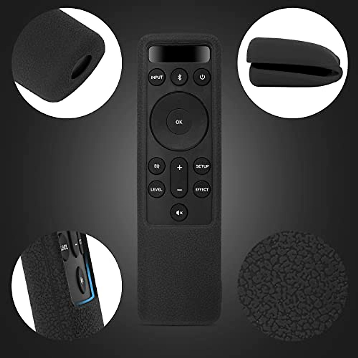 1PCS Protective Silicone Remote Case for Vizio 5.1 2.1 Home Theater Sound Bar Remote, for D21-H D51-H D512-H D510-H D20 Remote Control Shockproof, Washable, Skin-Friendly, Anti-Lost with Loop (Black)