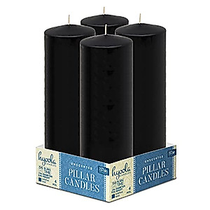 Hyoola Black Pillar Candles 2x8 Inch - 4 Pack Unscented Pillar Candles - European Made