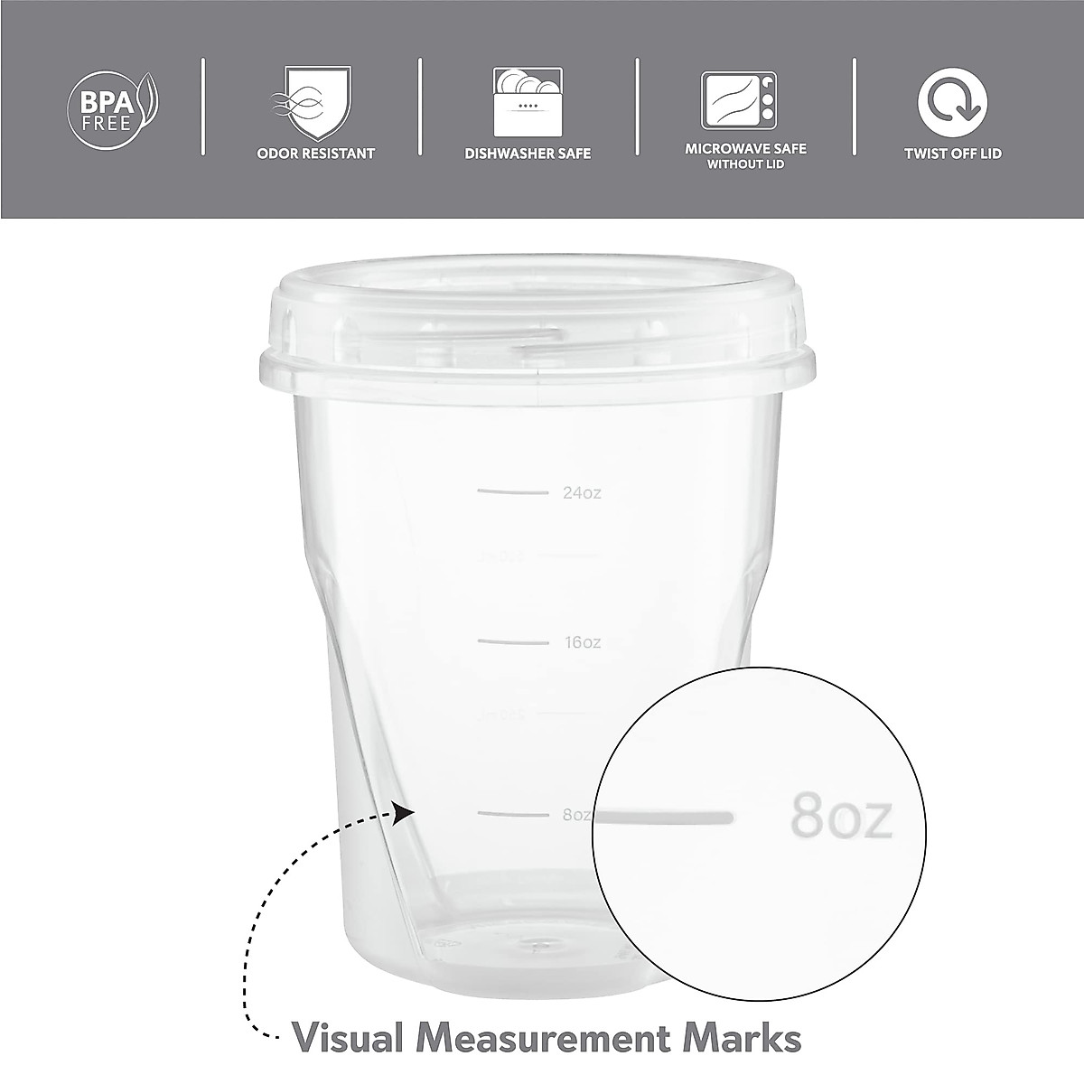 Elegant Disposables (32 Ounce 10 Pack) Clear Twist cap Containers With Screw on Lids Twist Top Food Storage Freezer Containers