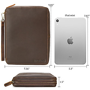 Polare Full Grain Leather Travel Cable Organizer Case Electronics Accessories Carry Bag with YKK Zippers Tech Storage Bag for Cables, Power Bank, USB, SD Card, Travel Essentials