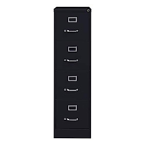 Office Dimensions Commercial 4 Drawer Letter Width Vertical File Cabinet, 22" Deep - Black
