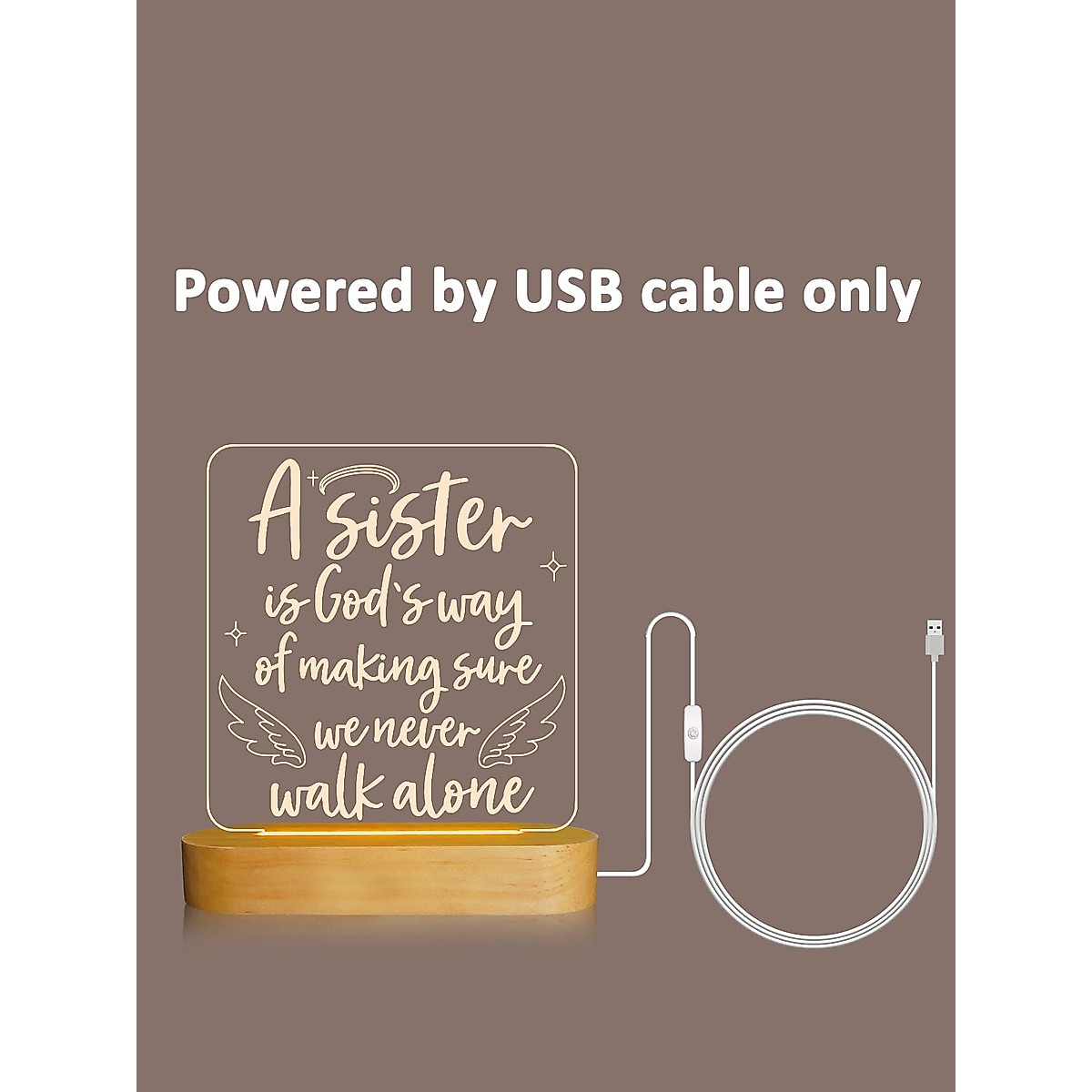 Ammonite Sister 3D Lamp Night Light Warm White Wooden Base Lamps Funny Birthday Gift, Galentine's Day Thanksgiving Gift