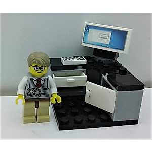 Custom Toys & Hobbies INC Building Bricks Businessman Lawyer Office Setup- Premium Quality Desk Keyboard Computer & Minifigure Holiday Birthday Gift for Kids