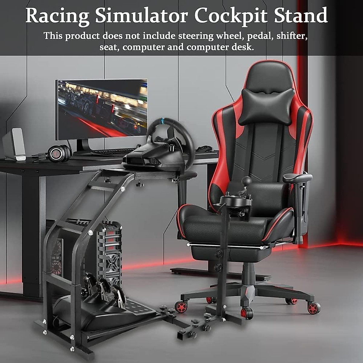 Marada Racing Steering Wheel Stand Adjustable Fit for Logitech Thrustmaster G29 G920 G923 T248 T300 T300RS TX F458 T500 Racing Simulator Cockpit Sim Racing Stand, Shifter Wheel and Pedal Not Included