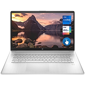 HP 17 Laptop, 17.3" HD+ Touchscreen, 12th Gen Intel i7-1255U Processor, 64GB DDR4 RAM, 1TB SSD, Wi-Fi 6, Webcam, Backlit Keyboard, Fingerprint Reader, HDMI, Windows 11 Home, Silver