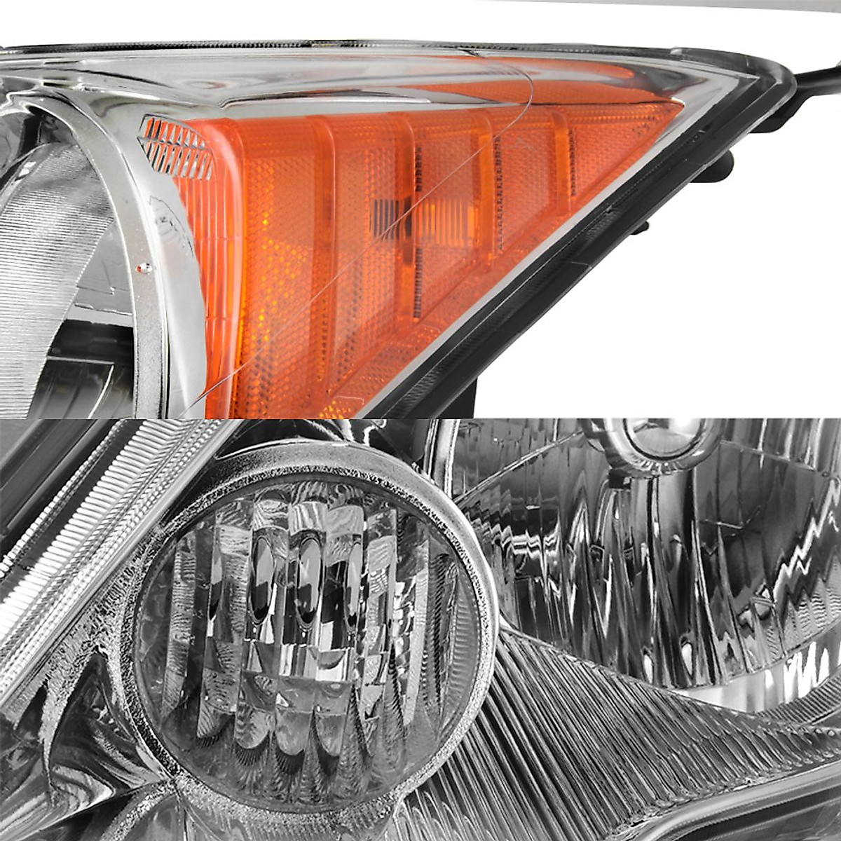 AKKON - For 2007-11 Honda CR-V Driver + Passdenger Sides Headlight Assembly Chrome Houing Clear Lens Full Set