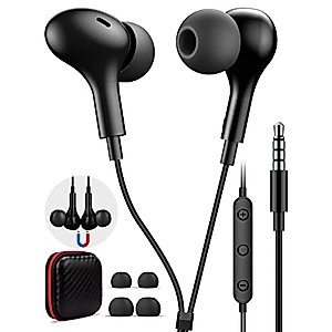 Wired Earbuds with Microphone, TITACUTE 3.5mm Jack Earphone Magnetic in-Ear Headphone Stereo Clear Audio for iPhone iPad Samsung A13 A03s S10e S10 Motorola One 5G Ace/Moto G Stylus Power Android