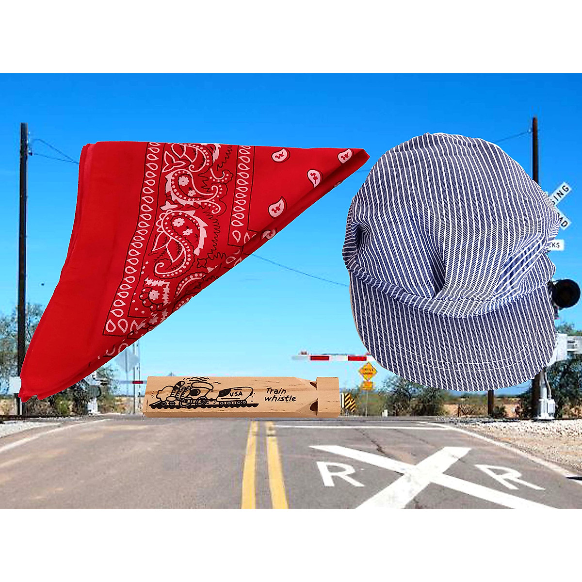 Children's Train Conductor Dress Up - Hat, Whistle, and Neckerchief (1 SET)