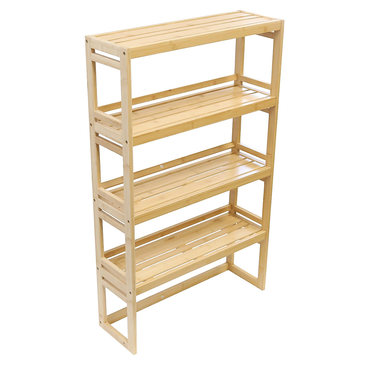 RoyalHouse Bamboo Rack, 4-Tier Shelving Unit, Perfect Storage Organizer for Bathroom, Living Room, Kitchen, Entryway, Closet