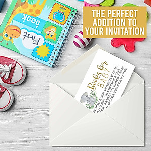 Hadley Designs 25 Elephant Greenery Invitations, 25 Books Request Cards, Sprinkle Invite, Bring A Book Instead Of A Card, Guest Book Alternative, Invitation Inserts for Baby Shower