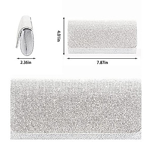 Segreto Women's Shiny Rhinestones Evening Bags PU Leather Sequins Shoulder Handbag Flap Clutch Purse for Wedding Party