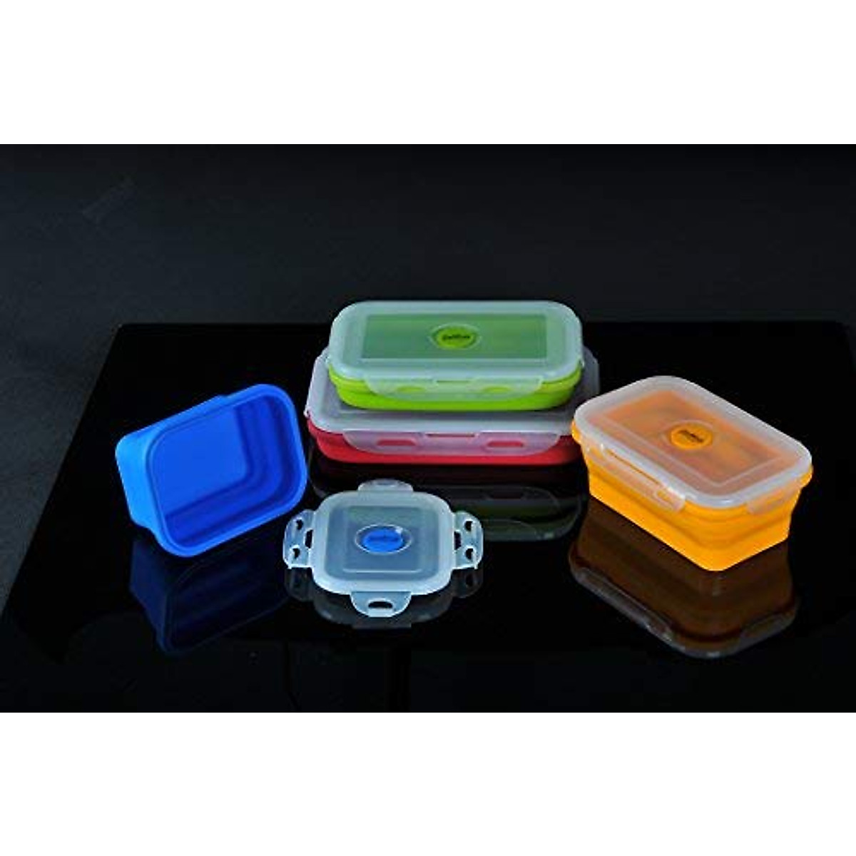 Sailing Elegant Collapsible Silicone Lunch Box/Container, Super Convenient Stackable Food Storage Containers, Material Safe (Set of 4, Multi)