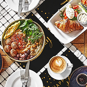 DYLIVeS Happy Birthday Napkins, Black and Gold Foil Dots Napkins Disposable Paper Napkins for Dinner Picnic Cocktail Birthday Party Supplies Decorations for Boy Man, 6.5 x 6.5 Inch (Pack of 50)