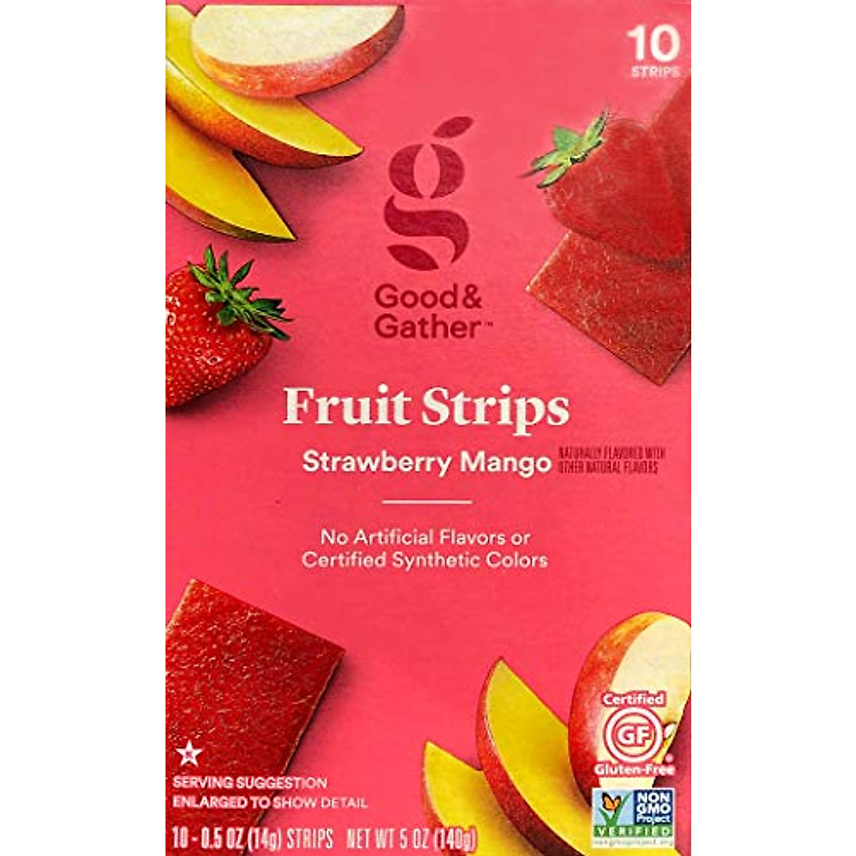 Fruit Strips Fruit Leathers Healthy Snack Made with Real Fruit and Veggie Puree Concentrate Good and Gather 10 Strips (Strawberry Mango)