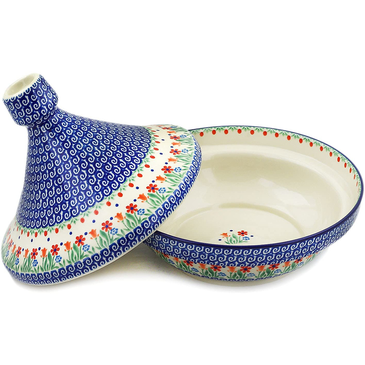 Polish Pottery 56 oz Tagine Pot made by Ceramika Artystyczna (Babcia's Garden Theme) + Certificate of Authenticity