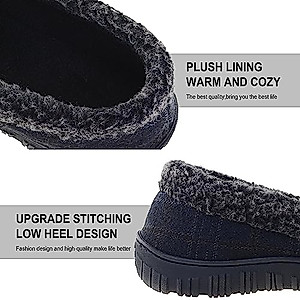 SKABIU Mens Moccasin Slippers House Shoes for Men Memory Foam Bedroom Slippers Black 10