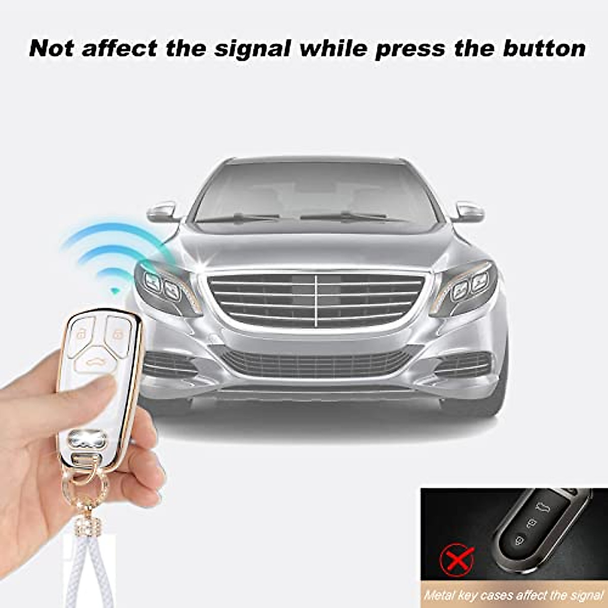 for Audi Key Fob Cover with Keychain Lanyard,Compatible with Audi A4 Q7 Q5 TT A3 A6 SQ5 R8 S5 3-Buttons Smart Remote Key Protector