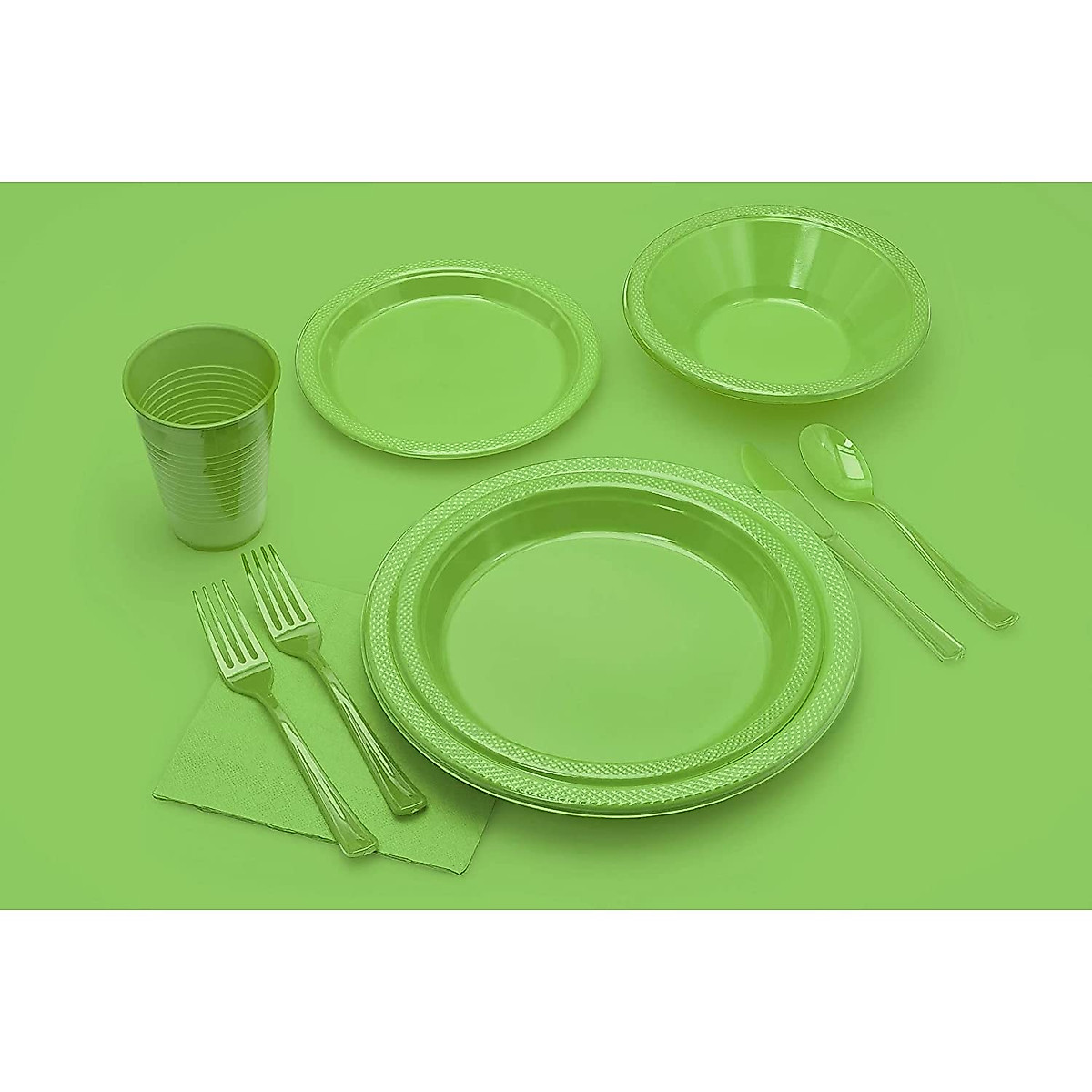 Exquisite 9 Inch. Dinner Plates Lime Green Plastic Plates Disposable, 50 Count Plate Set, Disposable Plates For Party, Heavy Duty Plastic Plates Disposable, Plastic Plates For Party, Party Plates