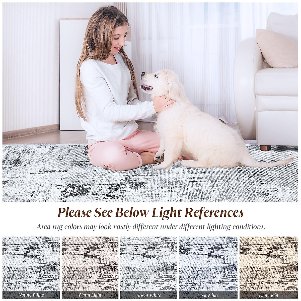 Vamcheer Washable Abstract Area Rug - Contemporary Style for Living Room, Bedroom, Kitchen - Machine Washable Rug for Living Room - Non-Shedding and Easy-Cleaning - Grey 5x7 ft