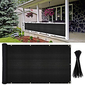 Lvydec Balcony Privacy Screen Cover, 16.5' x 3.5' Privacy Screen Fence for Porch Deck Garden Backyard Patio, Waterproof and UV-Resistant (Black)