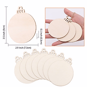 PartyTalk 30pcs Round Wooden Discs with Holes, 3" Unfinished Predrilled Natural Wood Slices for Crafts Centerpieces, Wooden DIY Christmas Ornaments Hanging Decorations