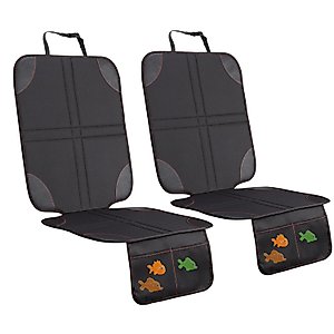 UMJWYJ Car seat Protector, 2Pack Car Seat Protectors for Child car seat - Large Particle Silica Gel Non-Slip Base Material + Waterproof 600D Fabric + 2 Storage Pockets