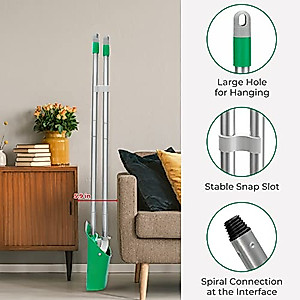 MAVRIZ Broom and Dustpan Set for Home with 52" Long Handle, Dustpan with Broom Combo for Living Room Bedroom Study Kitchen Office, Lobby Floor Dustpan Broom Set - Green