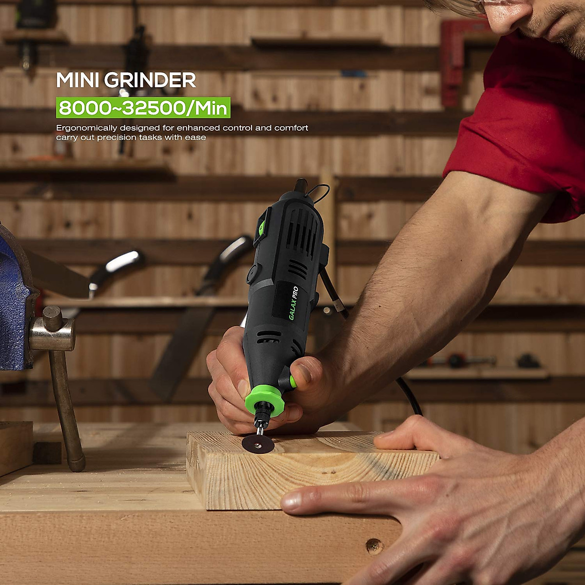 GALAX PRO 135W Rotary Tool Kit, Variable Speed 8000-32500rpm, 40 Accessories with Flex Shaft Ideal for DIY Creations, Craft Projects, Drilling, Cutting, Sanding, Polishing and Engraving