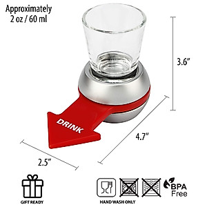 Barbuzzo Spin The Shot Includes 2 oz Shot Glass Fun Party Game for Adults for Celebrations Gatherings Birthdays Bachelor or Bachelorette Parties and More