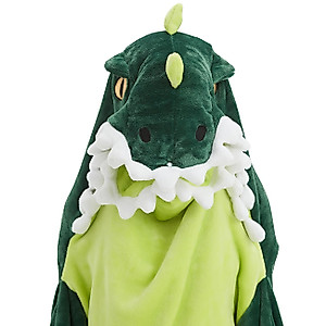 NAFLEAP Wearable Blanket Hoodie Women Dinosaur Onesie Adult Costume Sleep Bag Gifts for Girls, Dinosaur Green,XL